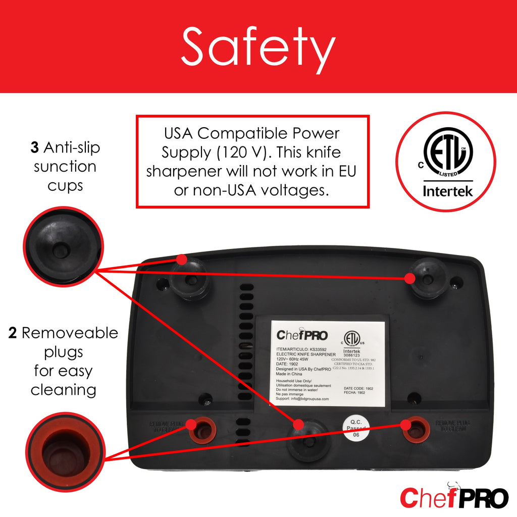 Chef PRO Electric Kitchen Knife Sharpener and Polishing System, Black ...