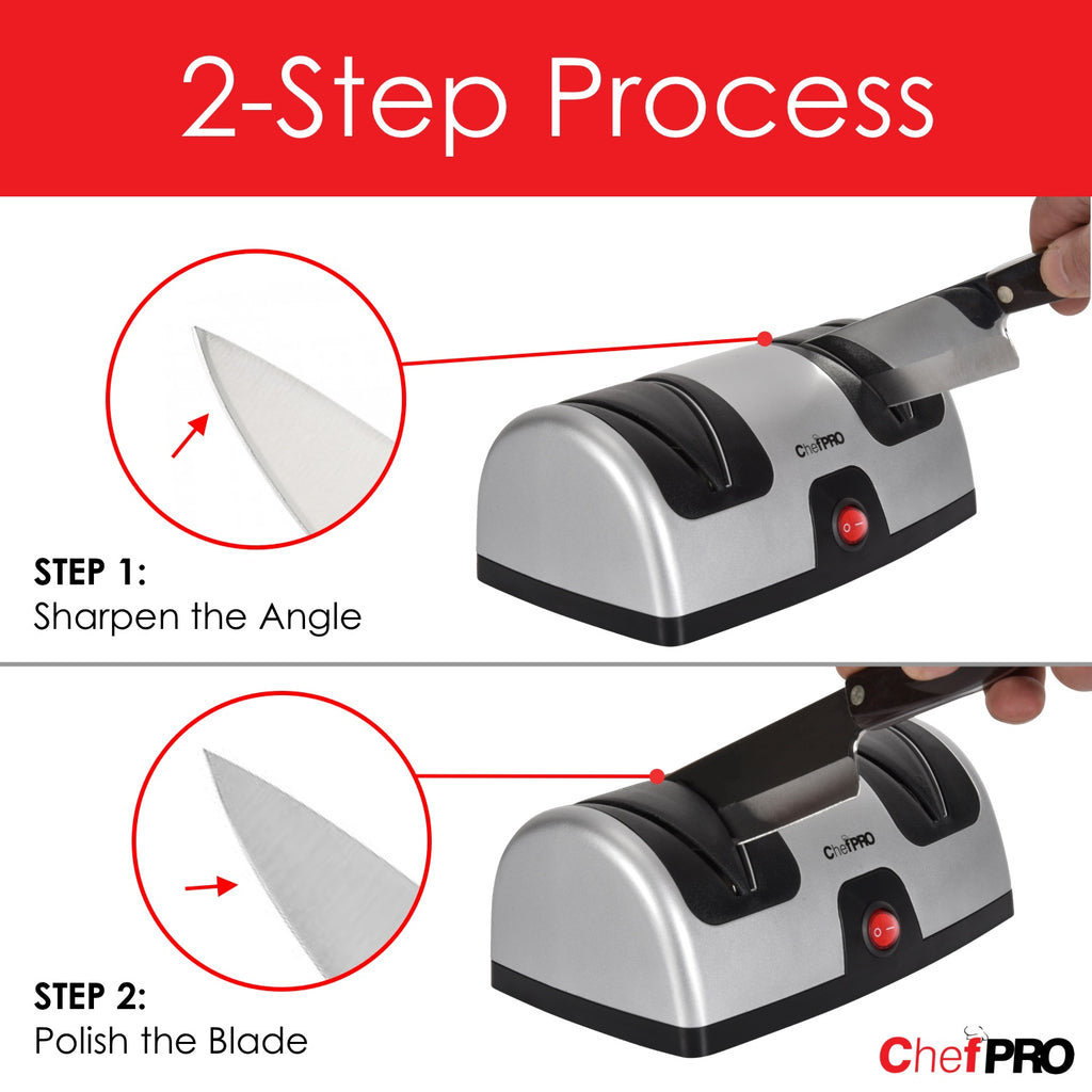 Chef PRO Electric Kitchen Knife Sharpener and Polishing System, Black ...