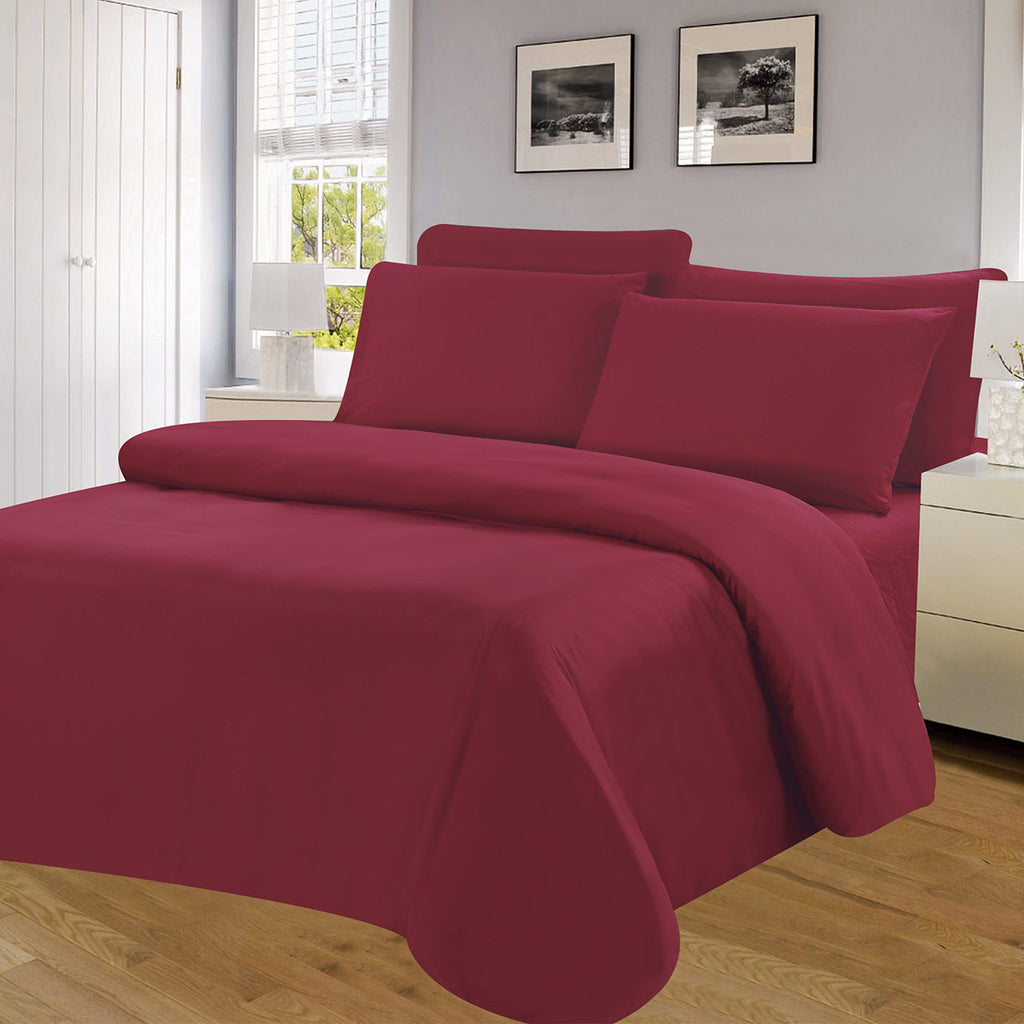 Winston Microfiber Wrinkle Free Sheet Set, Burgundy, 16 Inch Deep Pock ...