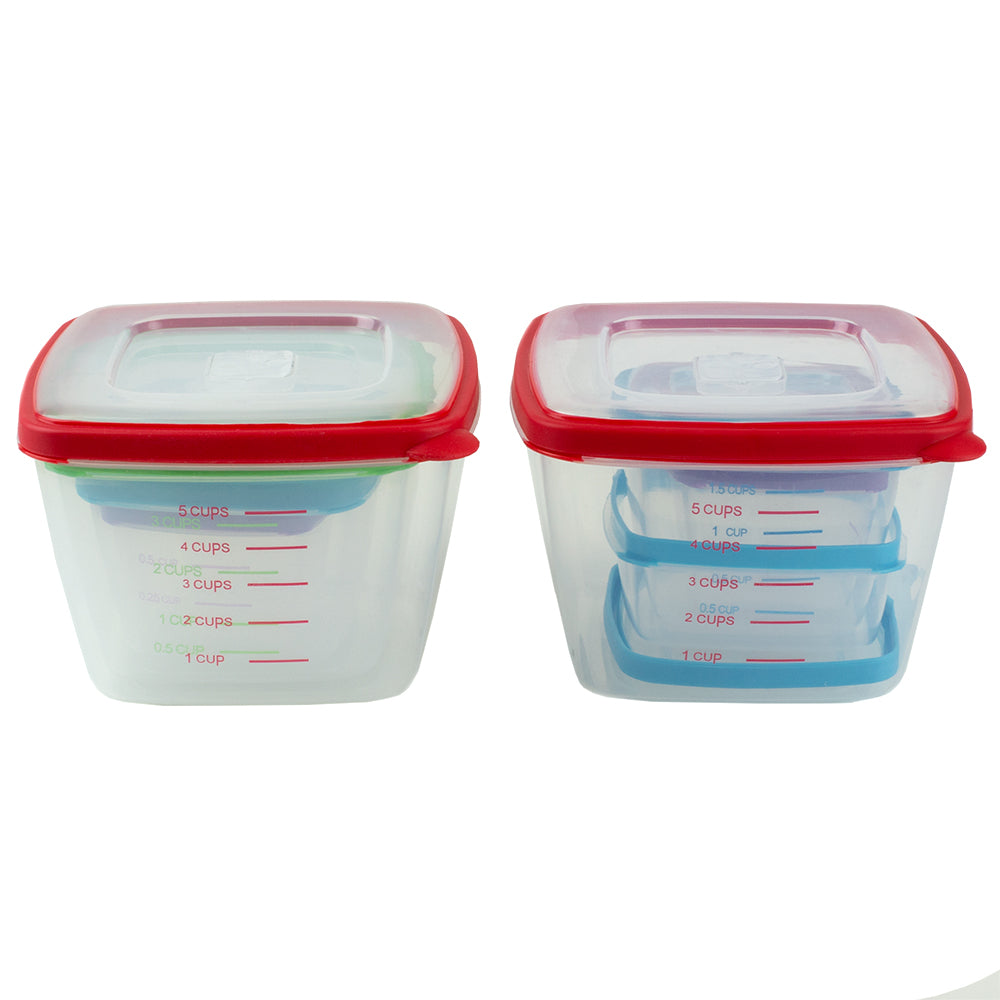 Home Basics 16 Piece Nesting Plastic Food Storage Container Set with M ...