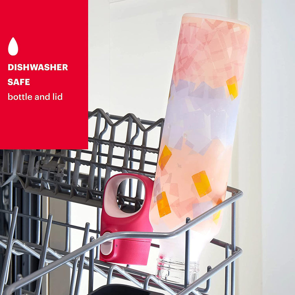 Pyrex Color Changing Glass Water Bottle with Silicone Coating, Bold La ...