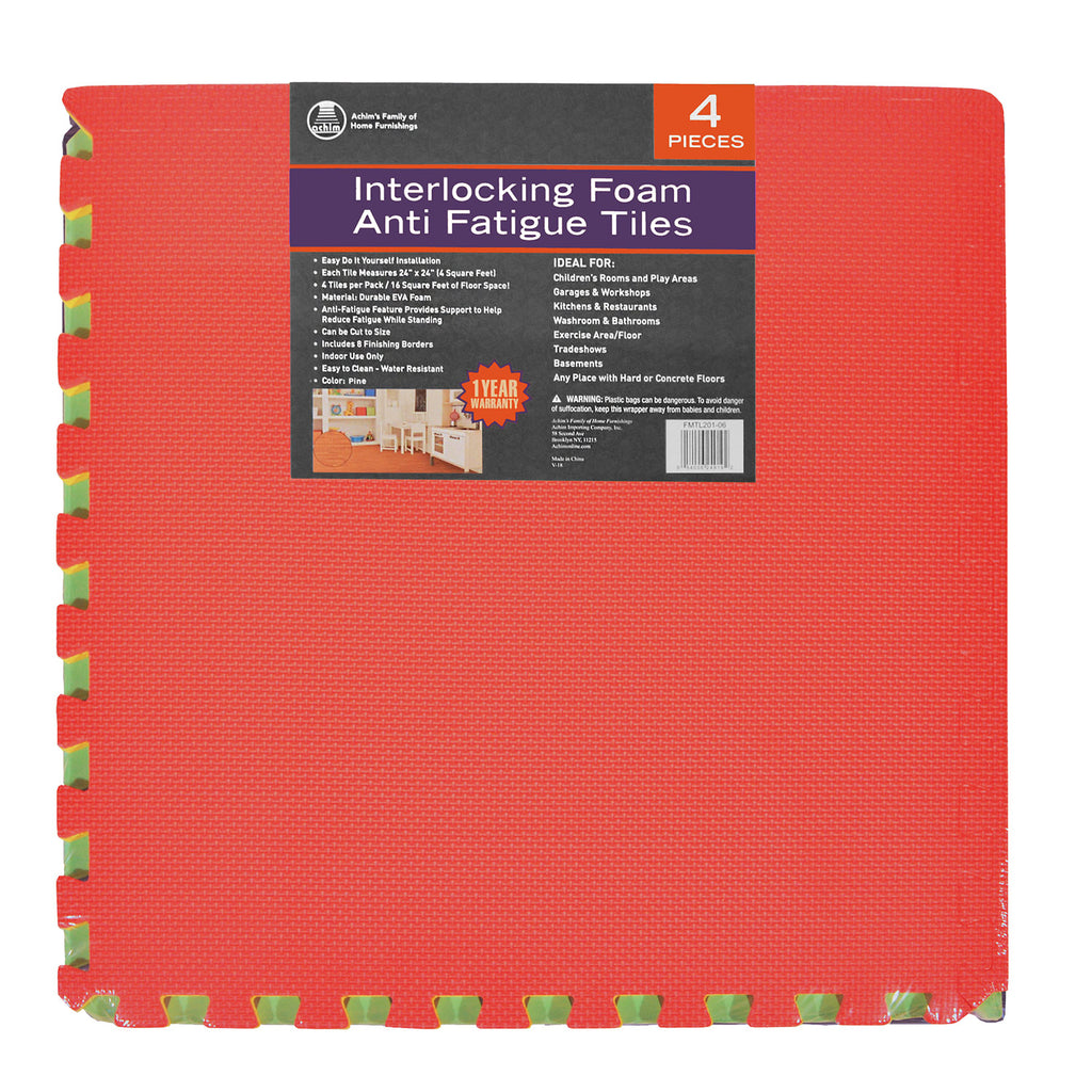 Interlocking Foam 24x24 Anti Fatigue Floor Tiles, 4 Tiles Per Pack, 16 ...