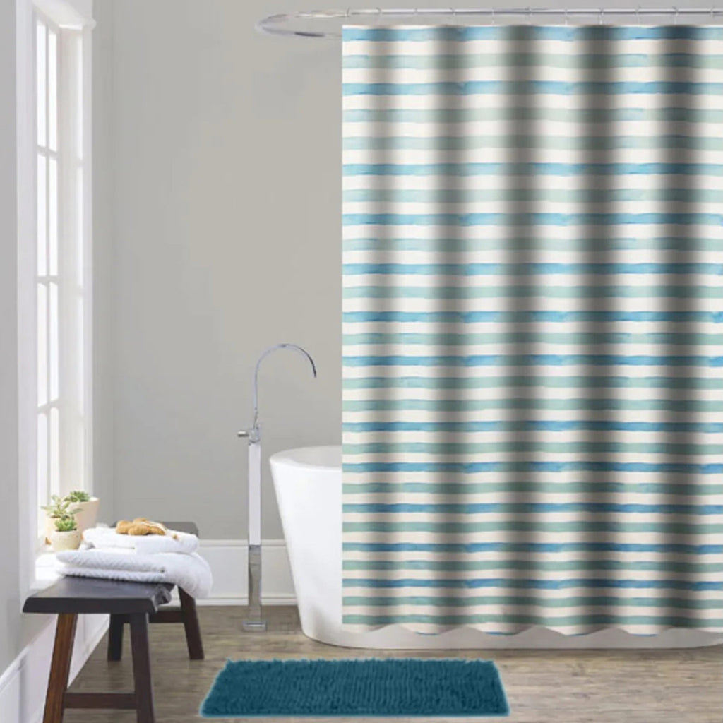 Doral 14 Piece Chenille Non-Slip Bath Rug with Shower Curtain Set ...