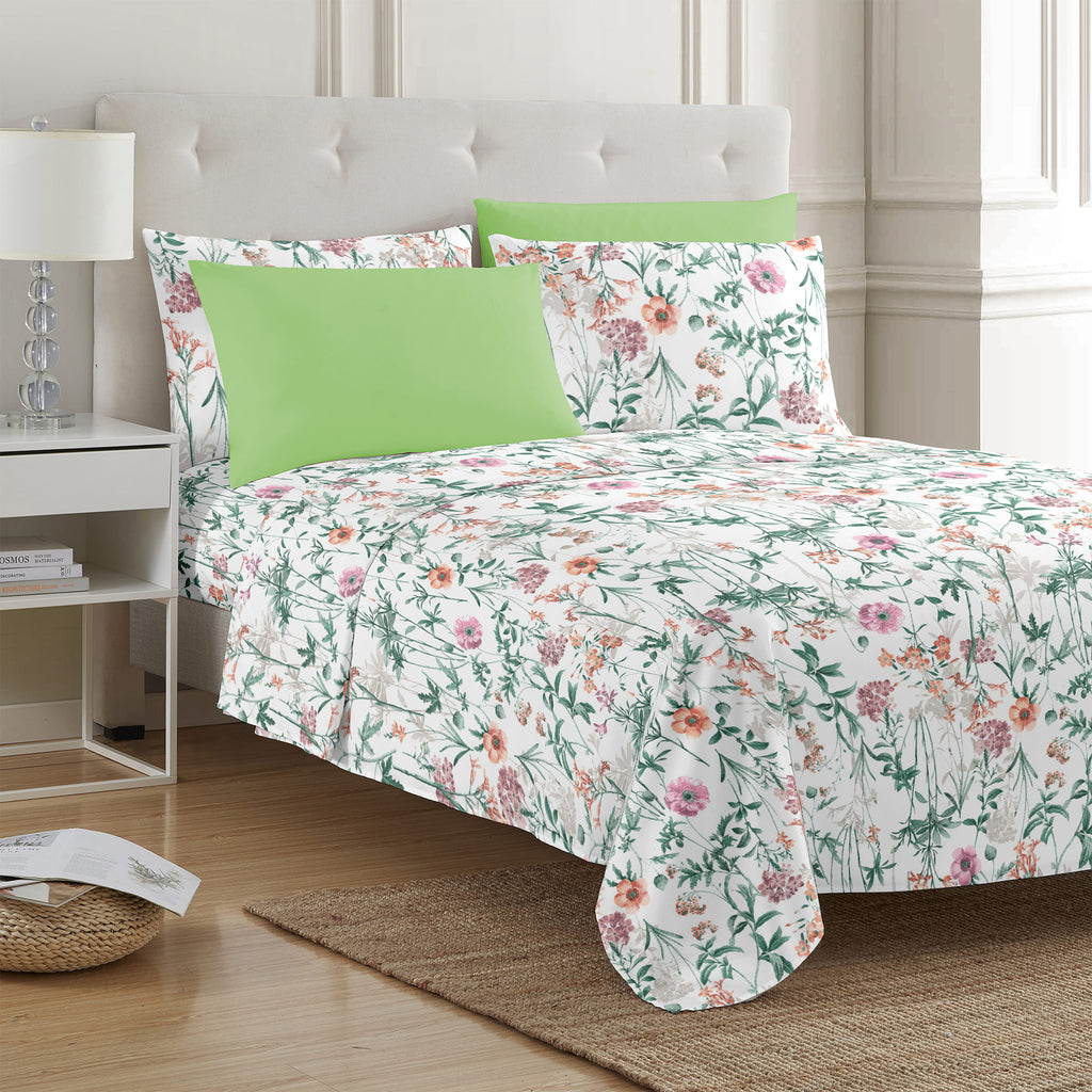 PREMIUS 4-6 Piece Printed Wrinkle-Free Sheet Set, Flower Field – ShopBobbys