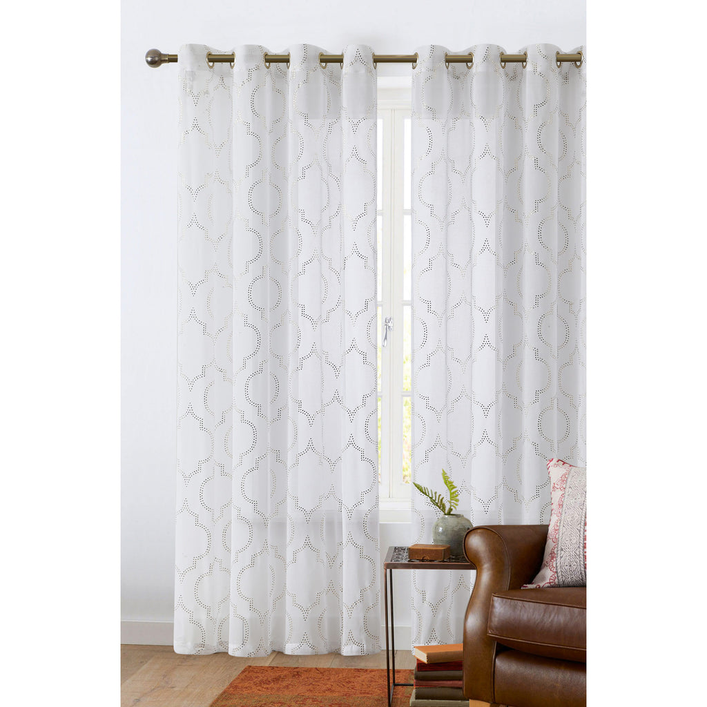 Randall Metallic Moroccan Pattern Sheer Grommet Window Panel, 54x84 In ...