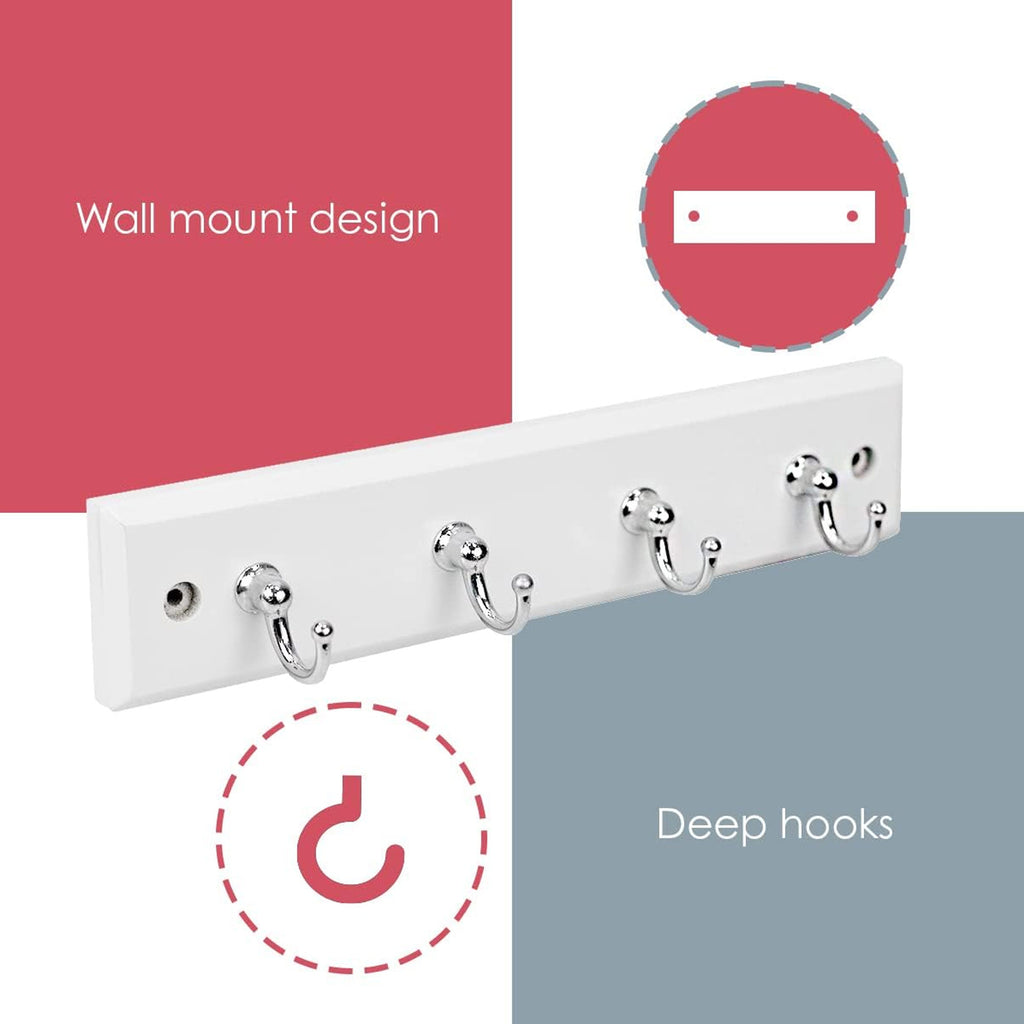 Home Basics 4 Hook Wall Mounted Key Holder Rack, White – ShopBobbys
