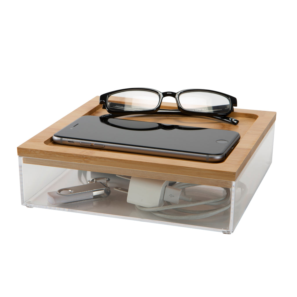 Simplify Large Clear Organizer with Bamboo Lid – ShopBobbys