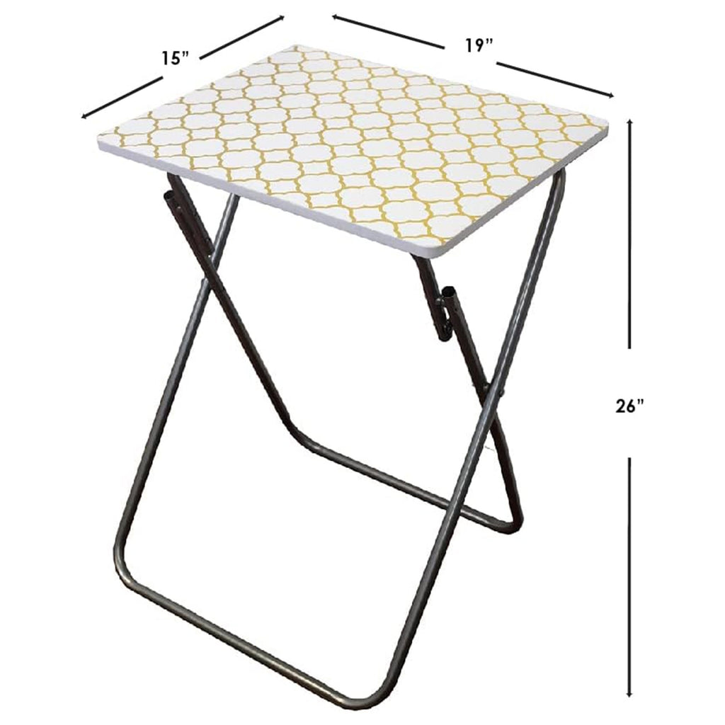 Home Basics Multi-Purpose Folding Table, Scallop Mettalic Silver, 15x1 ...