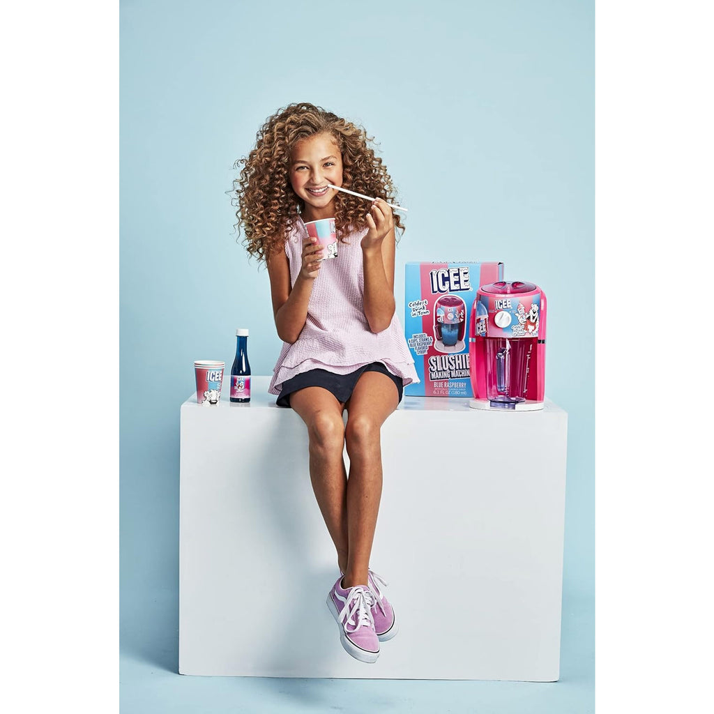 ICEE Home Shaved Ice Slushie Maker, Parlor Pink, with Syrup and Cups ...