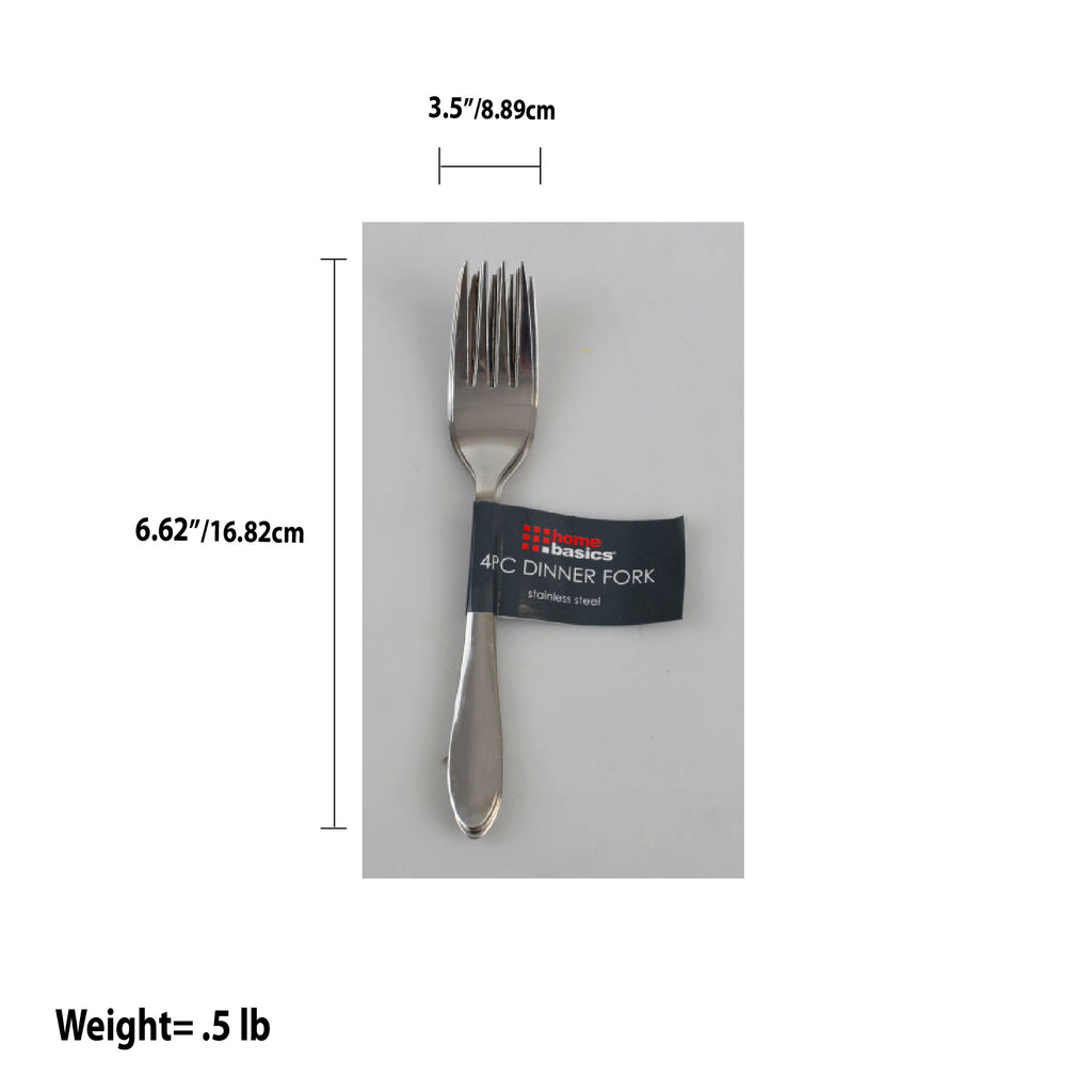 Home Basics 4 Piece Stainless Steel Dinner Fork, Silver – ShopBobbys