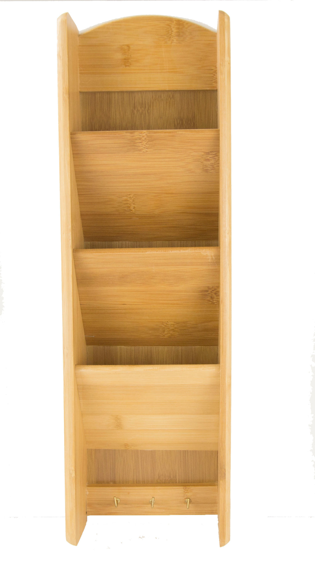 Home Basics 3-Tier Bamboo Mail Rack With Key Hooks, Brown, 20x6x3 Inch ...