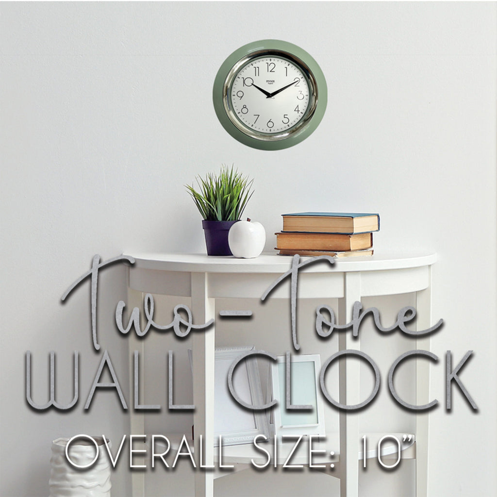 PREMIUS Two-Tone Round Layered Analog Wall Clock, White, 10 Inches ...