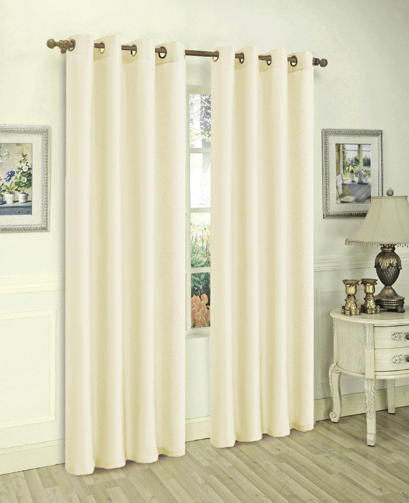 Melanie Faux Silk Window Panel With 8 Grommets, Ivory, 55x84 Inches ...