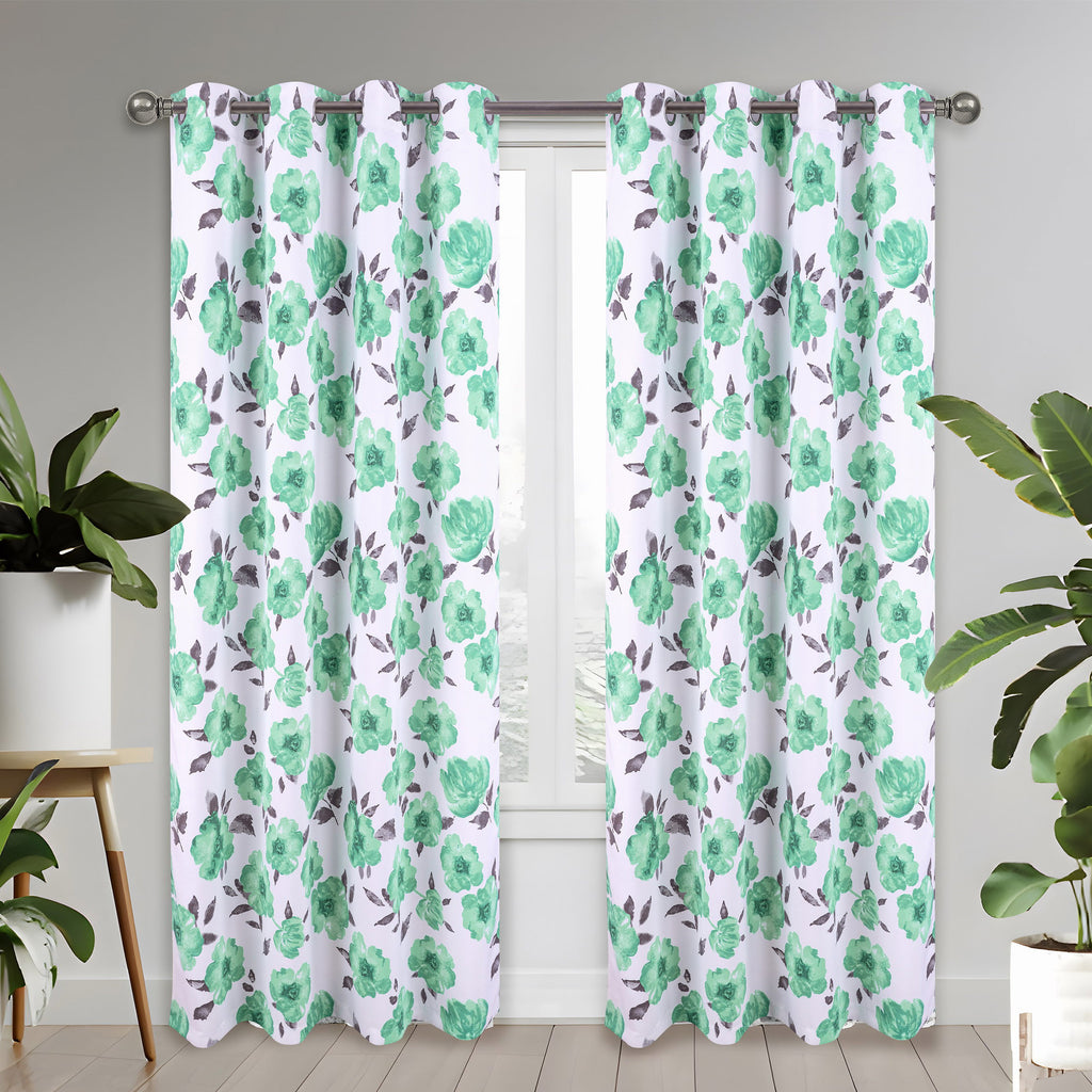 Sherly Floral Room Darkening Grommet Window Panel, 54x84 Inches ...