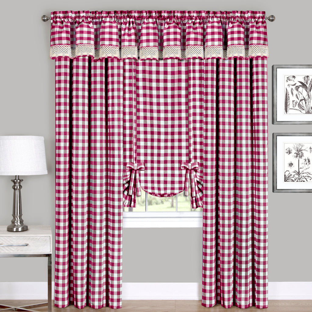 Buffalo Check Window Curtain Panel - 42x95 - Burgundy – ShopBobbys