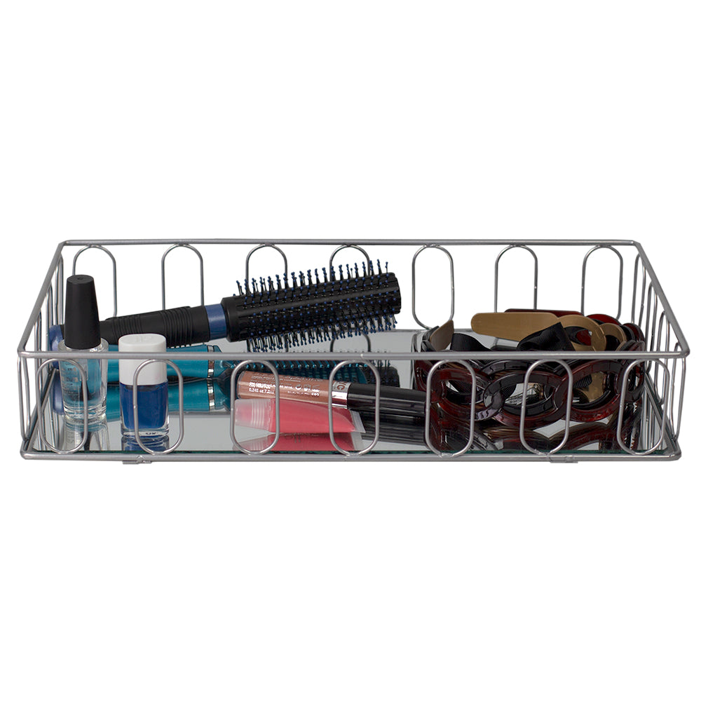 Home Basics Unity Mirrored Vanity Tray, Silver – ShopBobbys