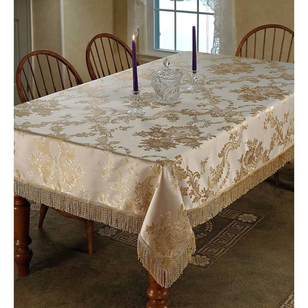 Majestic Damask Design Tablecloth with Fringes – ShopBobbys