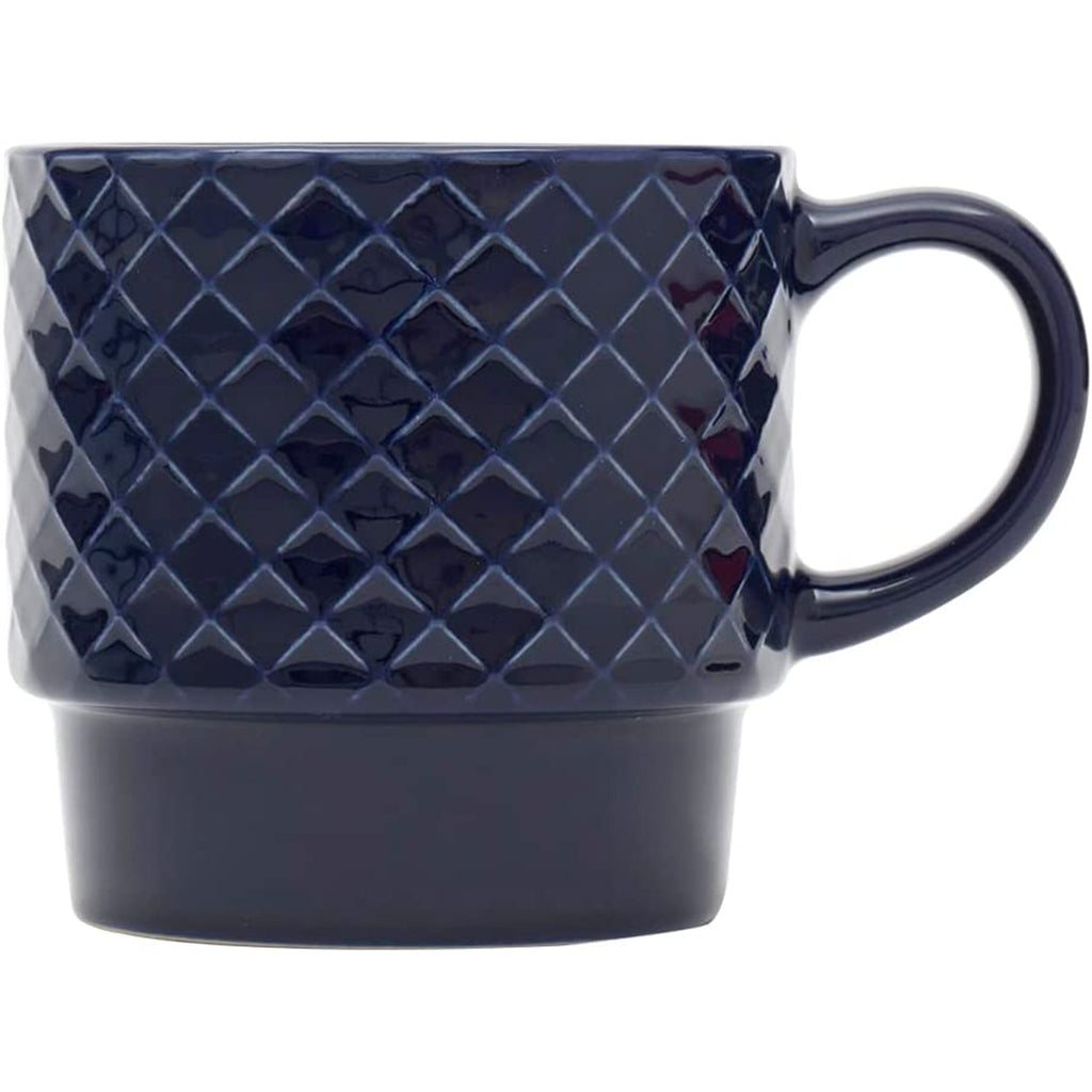 Home Basics 4 Piece Stackable Mug Set with Stand, Embossed Weave Desig ...