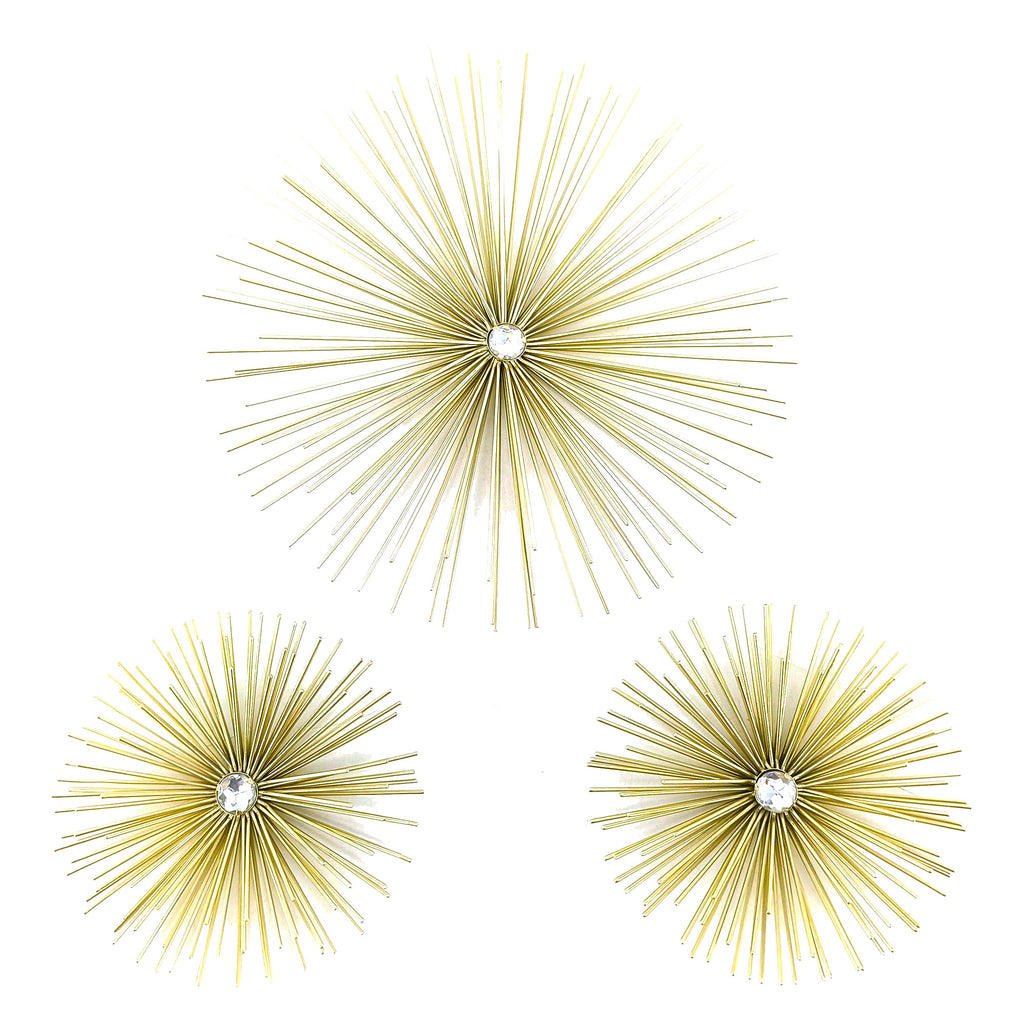 PREMIUS 3 Piece Starburst Metal Wall Decor Set, Gold, (2) 6 Inches, (1 ...