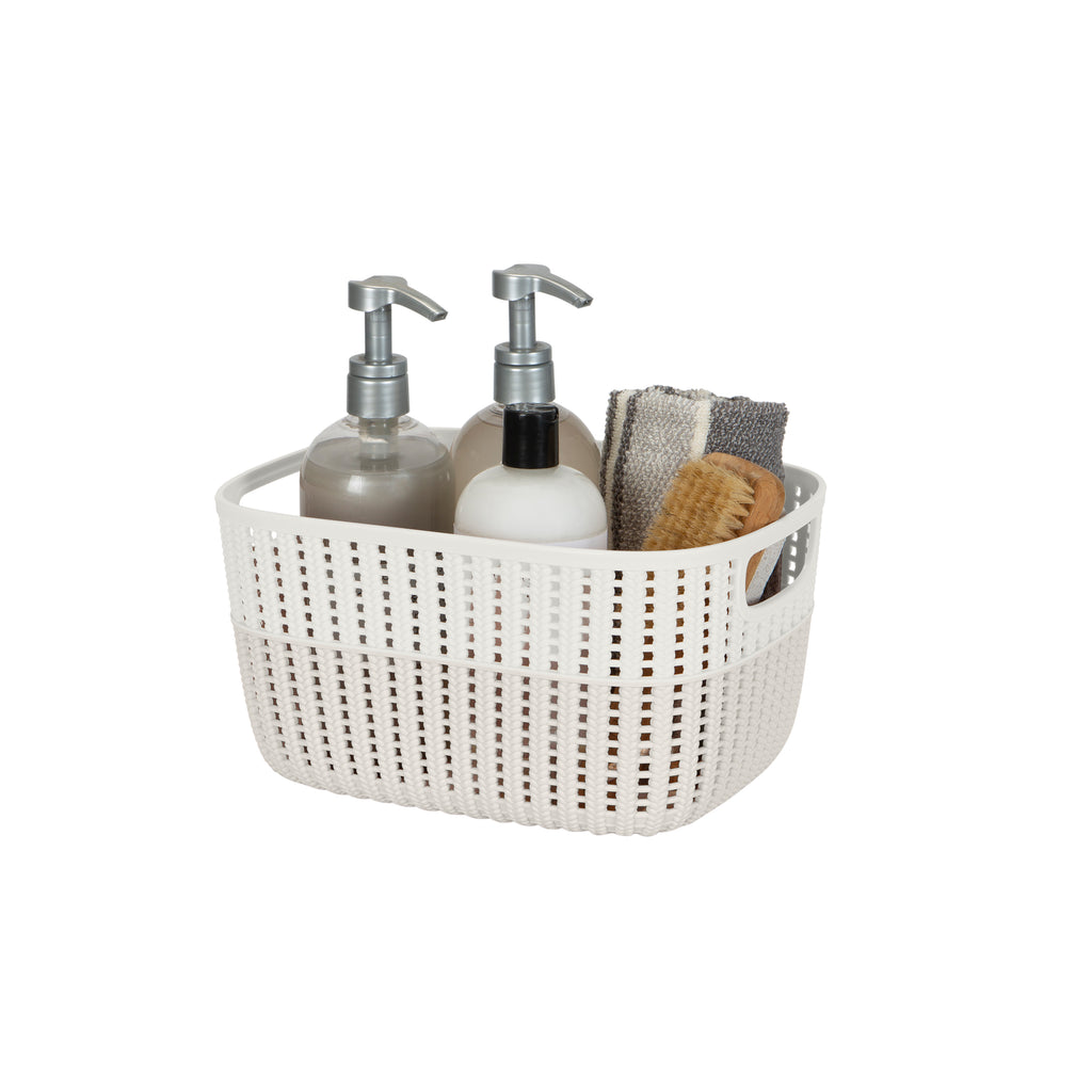 Simplify 2-Tone Decorative Medium Storage Basket in Ivory – ShopBobbys