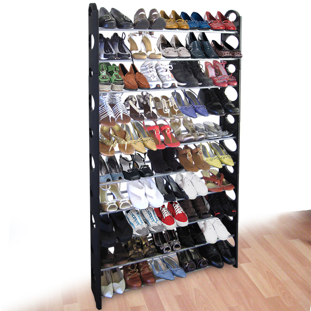 Home Basics 50 Pair Metal Shoe Rack, Black – ShopBobbys