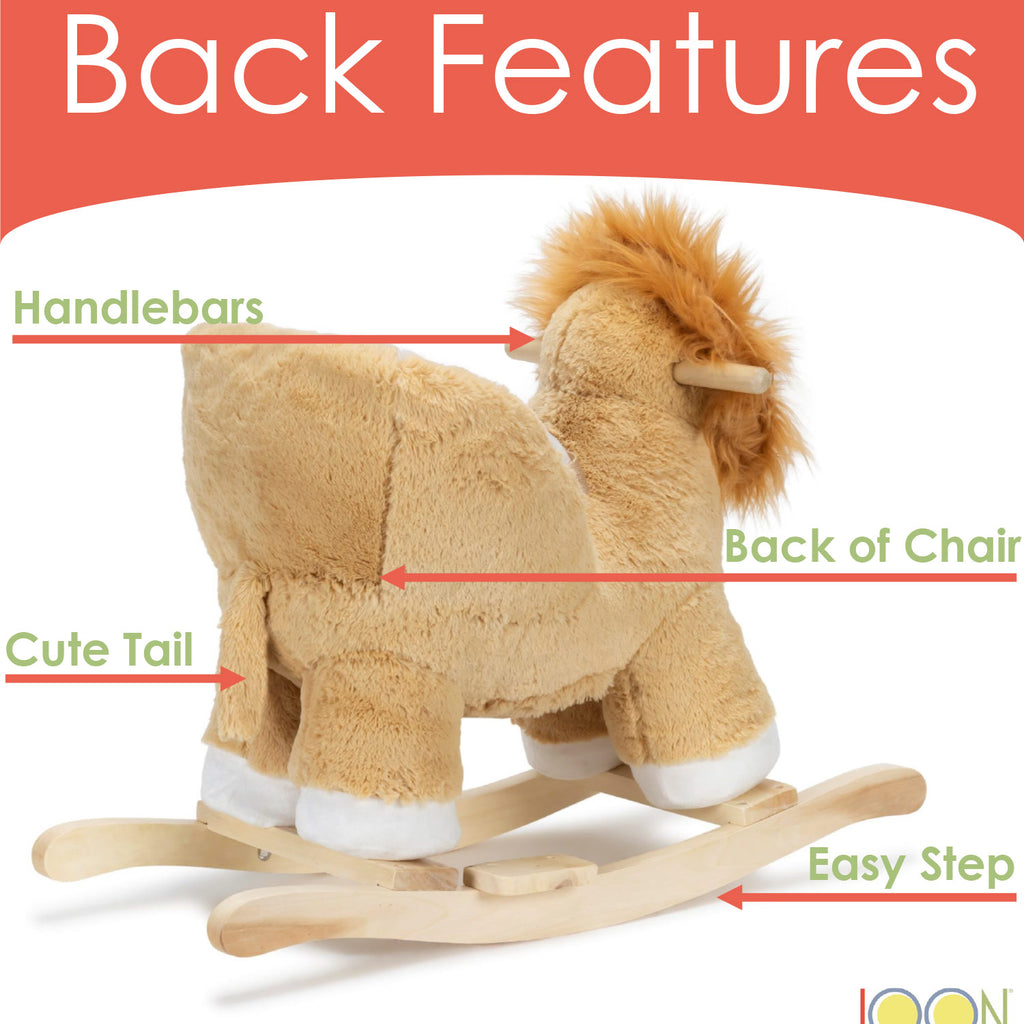 JOON Roary Ride-On Chair Lion Rocking Horse with Sound Effects, Tan ...
