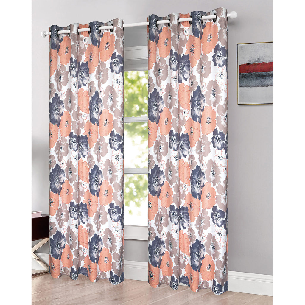 Arbor Floral Printed Room Darkening Grommet Window Panel, 54x84 Inches ...