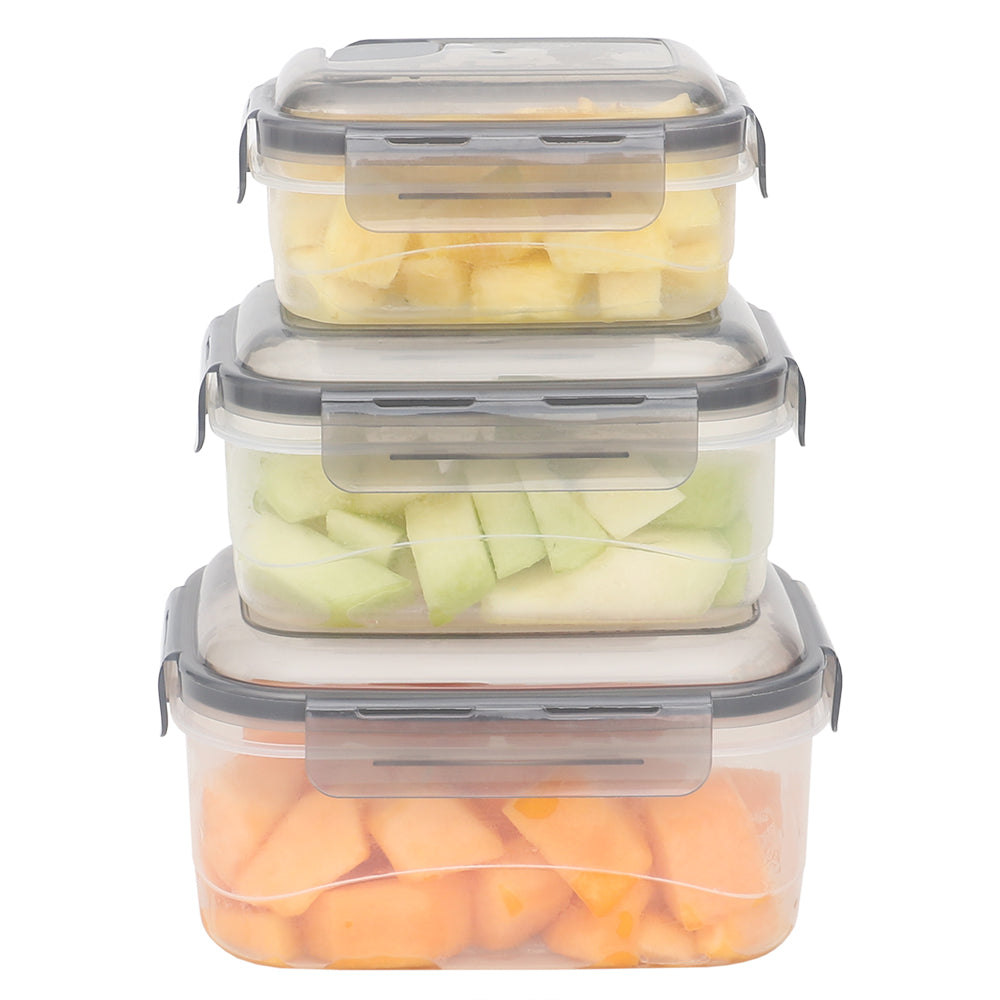 Home Basics 6 Pieces Locking Rectangle Food Storage Containers with Gr ...