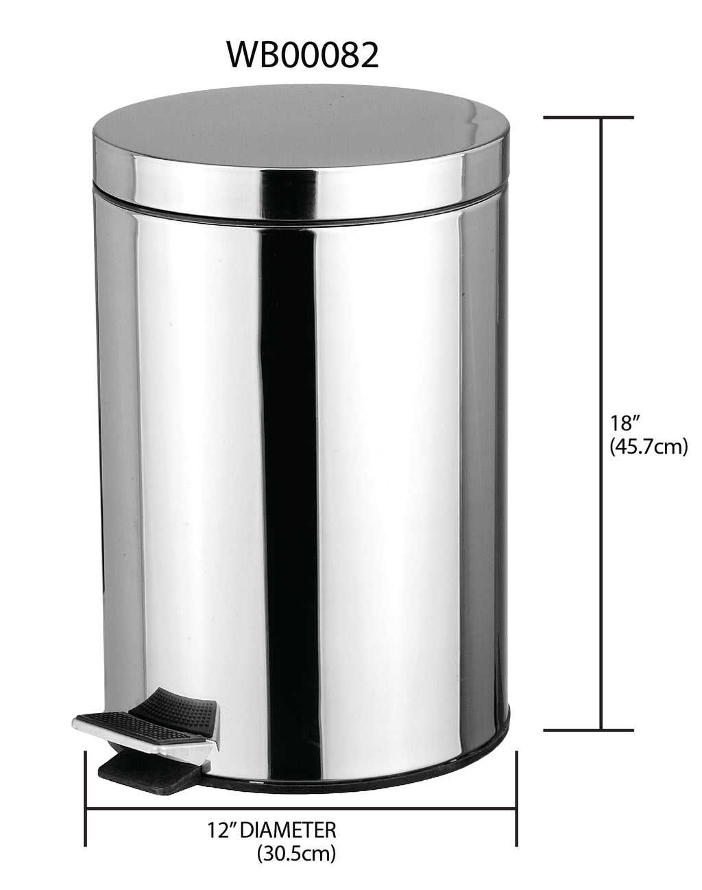 Home Basics 20 Liter Polished Stainless Steel Round Waste Bin, Silver ...