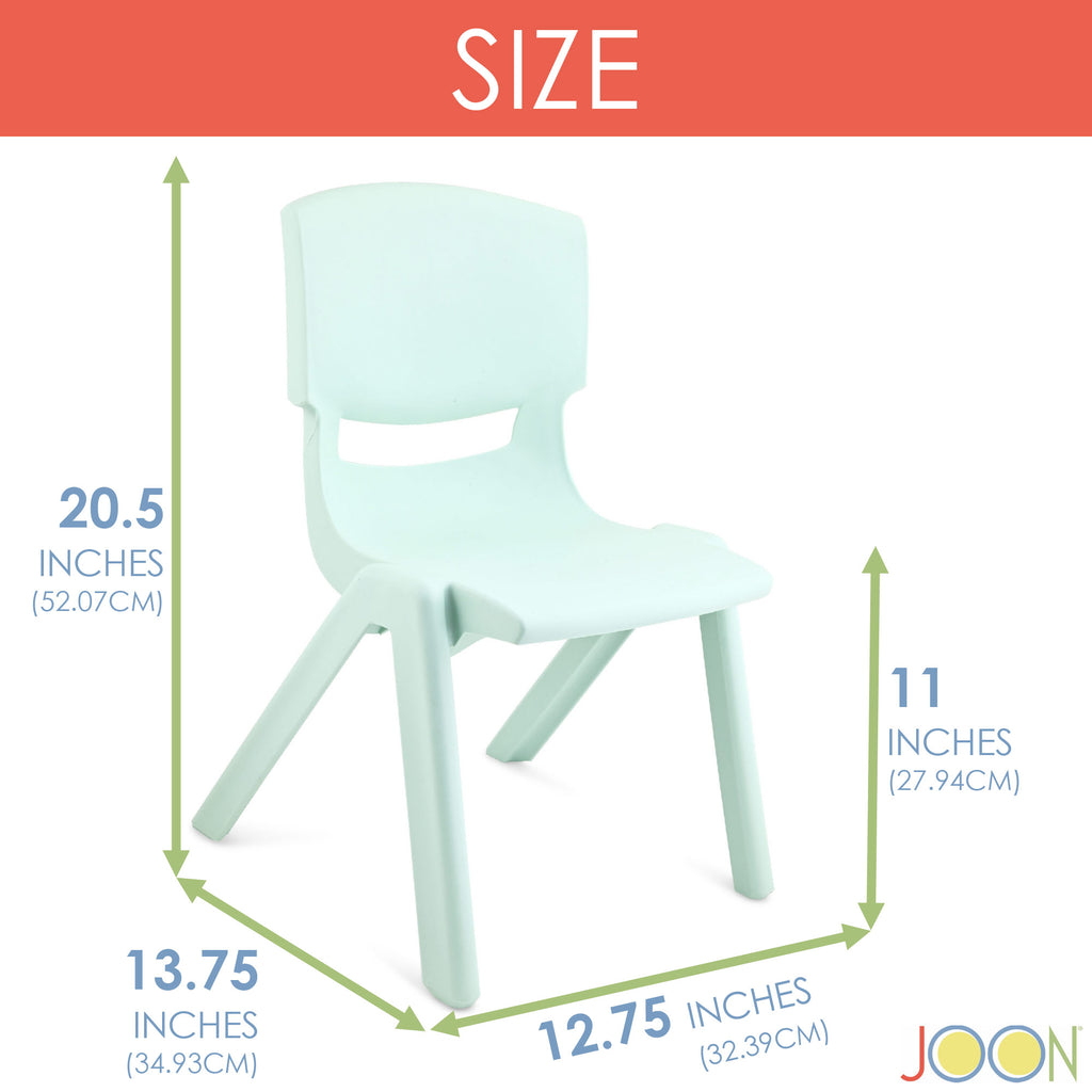 JOON Stackable Plastic Kids Learning Chairs, Mint Green, 20.5x12.75X11 ...