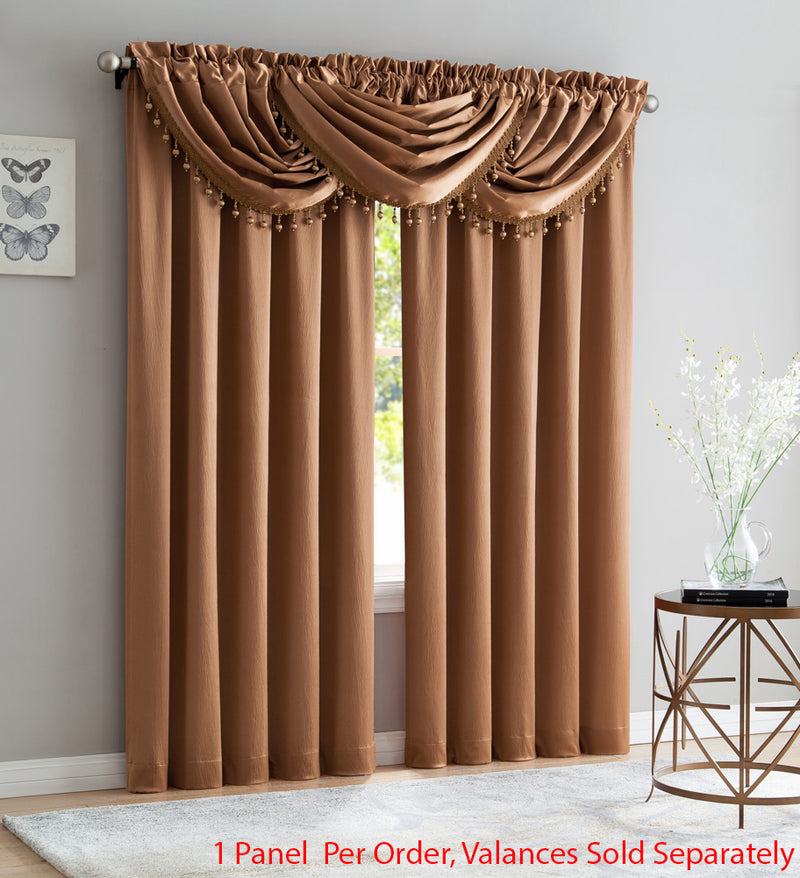 Bridget Crushed Satin Rod Pocket Panel and Waterfall Valance Window Tr ...