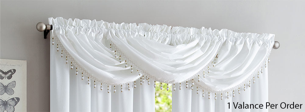 Waterfall Valance Curtains Floral Lustre Waterfall Valance, Brick, 37"