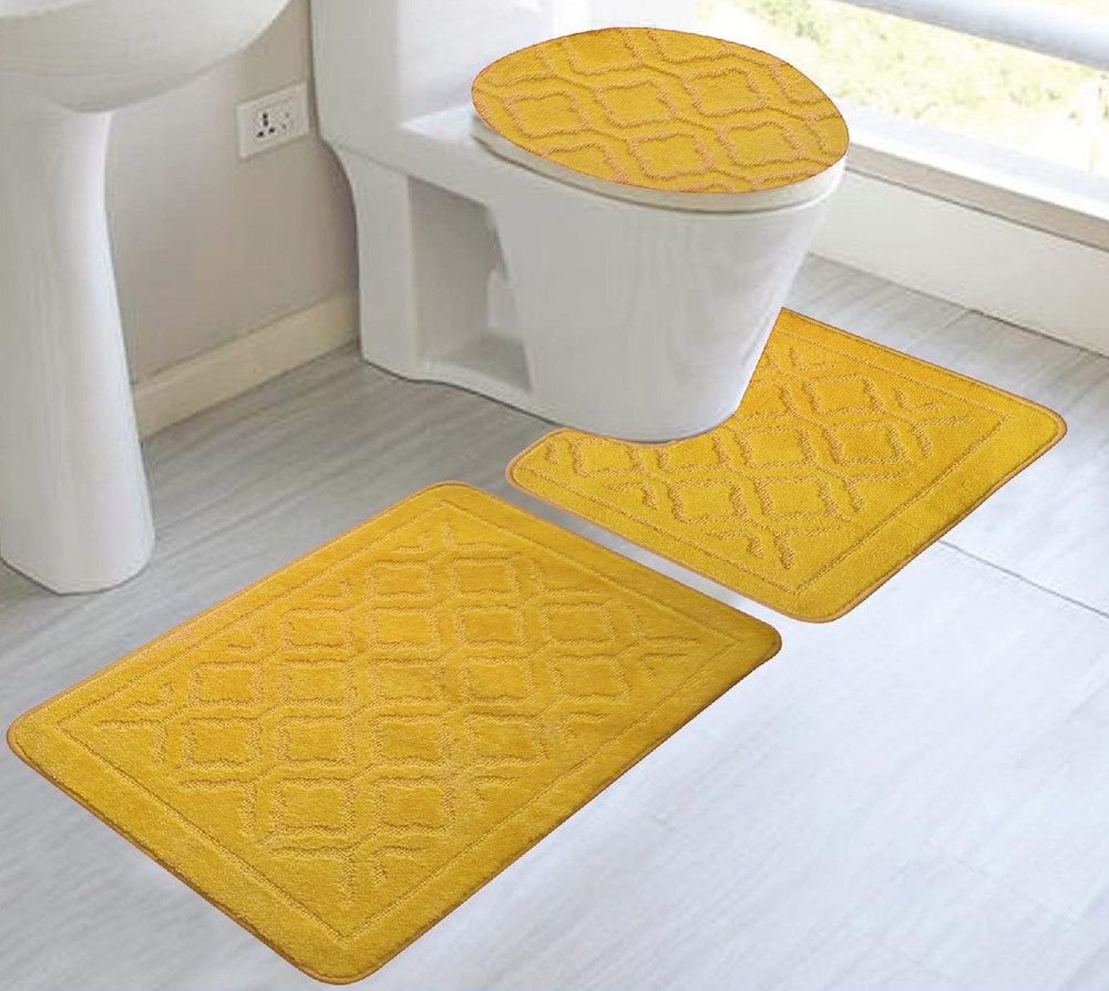 Catherine 3-piece Mega Size Bathroom Mat Set, Mango Yellow – ShopBobbys