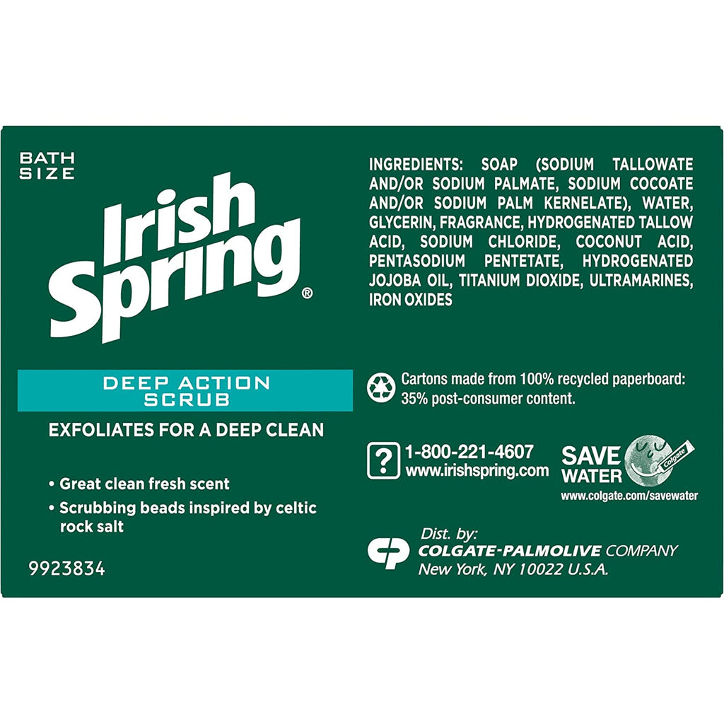 Irish Spring Deep Action Scrub Deodorant Soap, 3.7 Ounces, 3 Pack ...