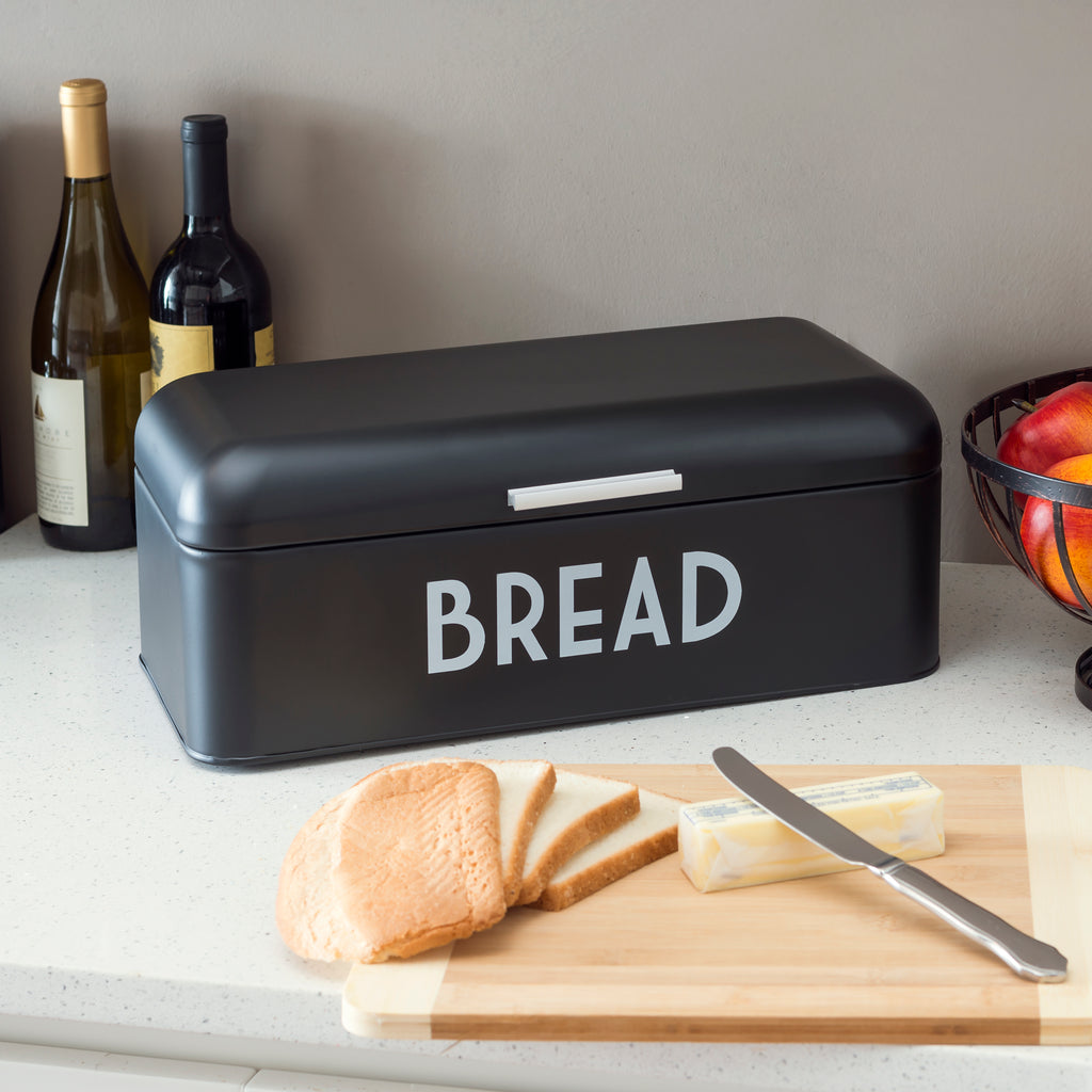 Home Basics Metal Bread Box, Black – ShopBobbys