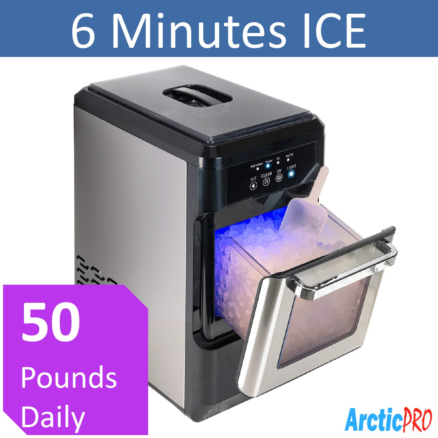 Arctic-Pro Ice Pellet Portable Ice Maker with UV Light and Ice Draw, B ...