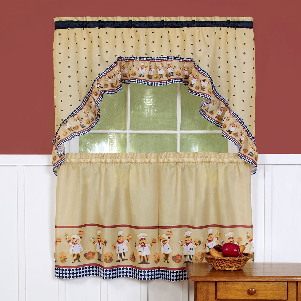 Cucina Tailored Tier and Swag Kitchen Curtain Set, 57x36 & 57x30 Inche ...