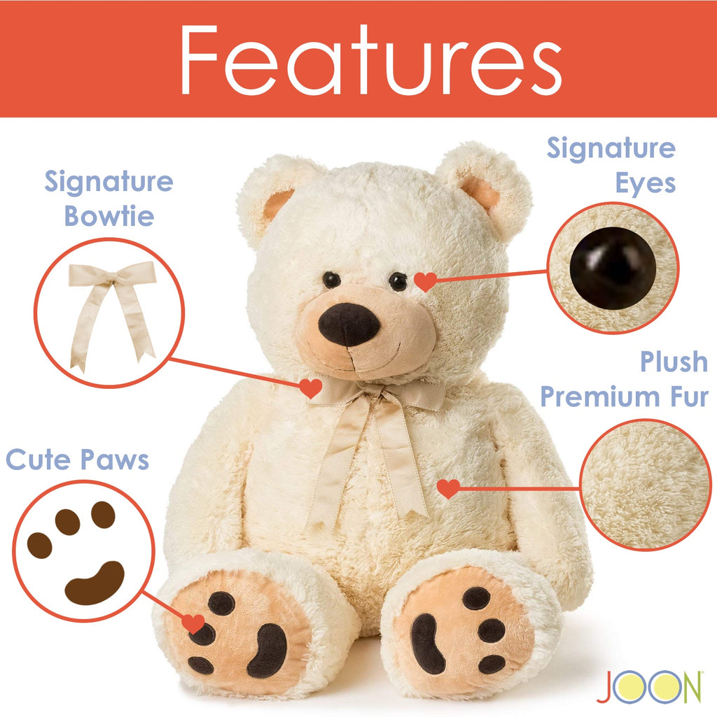 JOON Huge Teddy Bear With Ribbon, Cream – ShopBobbys