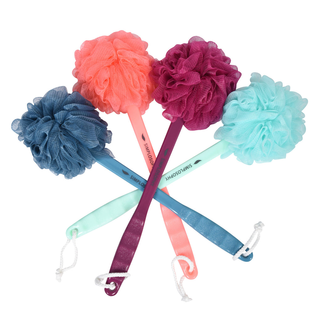 Simplosophy Large Mesh Pouf Bath Stick with Comfort Grip, Assorted Col ...