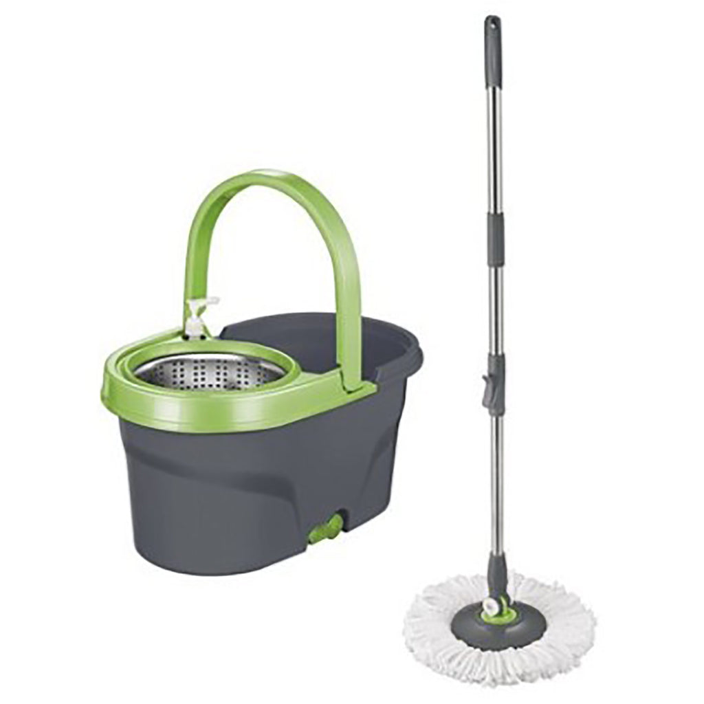 Premius It’s EZ Spin Mop And Bucket Set with Handle and Pump, Green-Bl ...