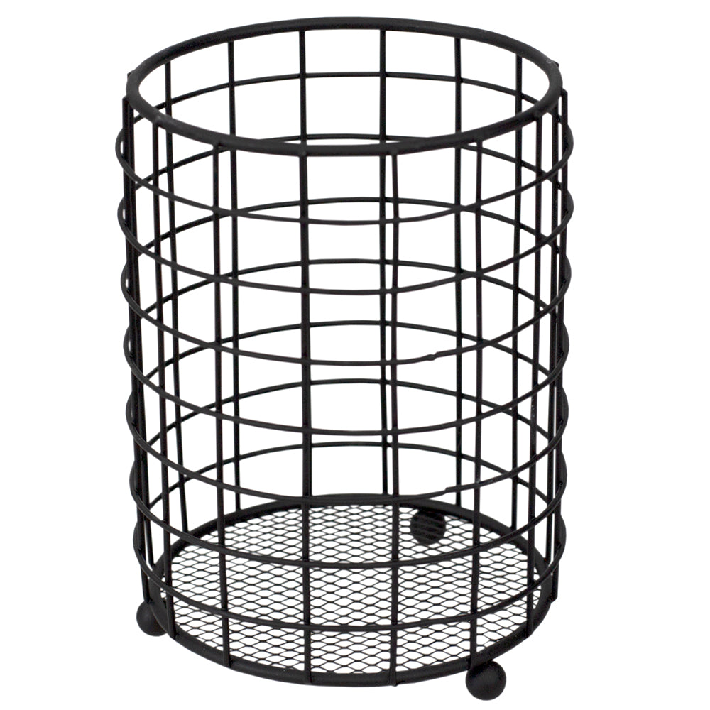 Home Basics Grid Cutlery Holder With Mesh Bottom, Black, 4.9x4.9x6.4 I ...