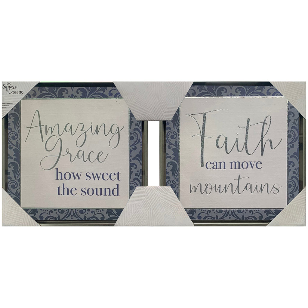 PREMIUS 2-Piece Amazing Grace And Faith Framed Wall Decor, 11x11 Inche ...
