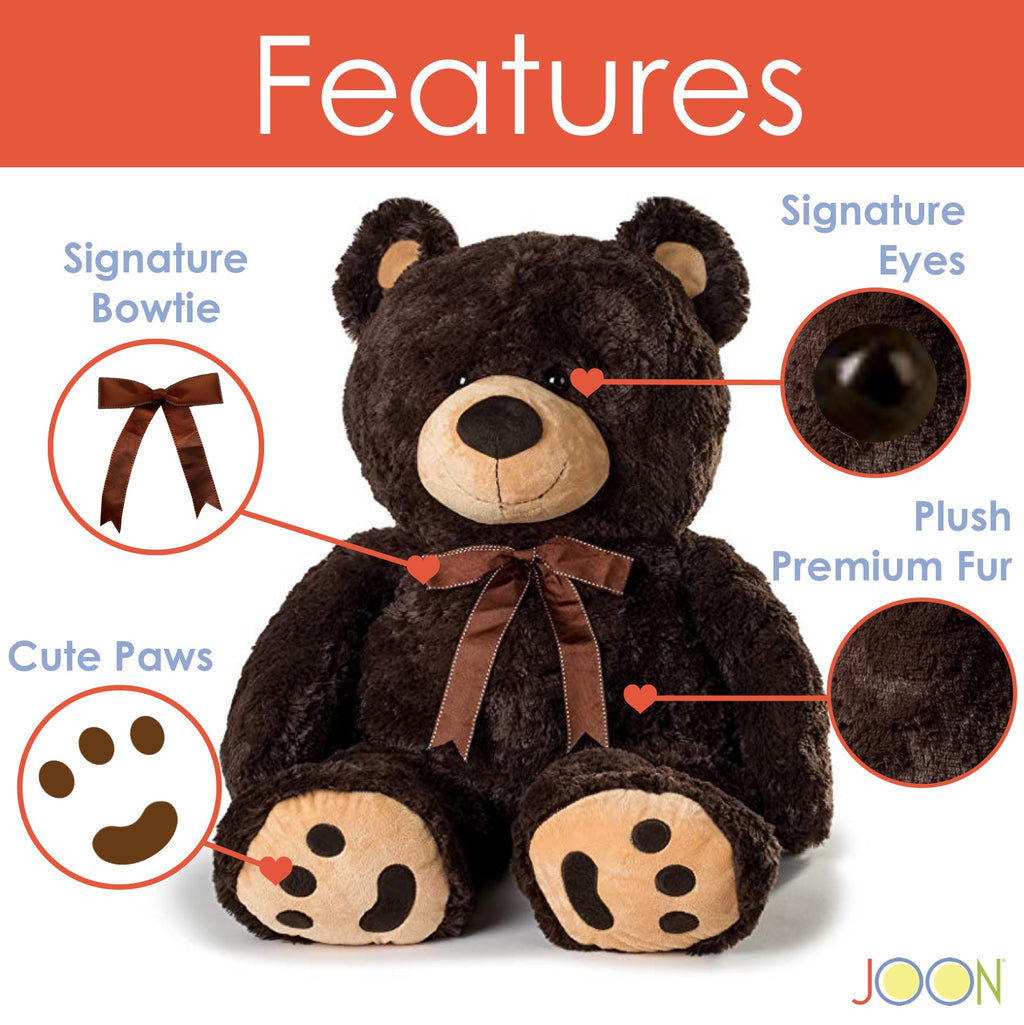 JOON Huge Teddy Bear With Ribbon, Dark Brown – ShopBobbys