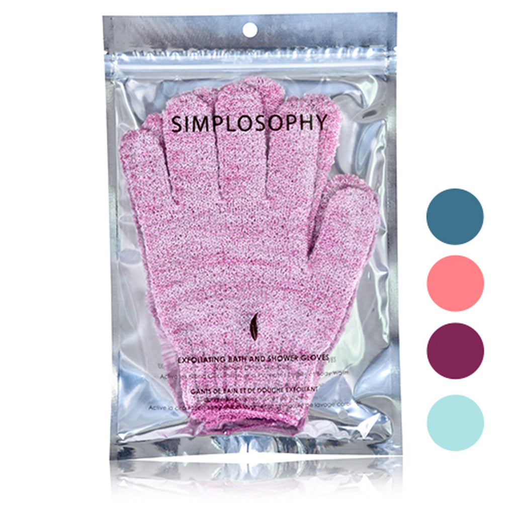 Simplosophy Exfoliating Bath and Shower Gloves, Assorted Colors ...