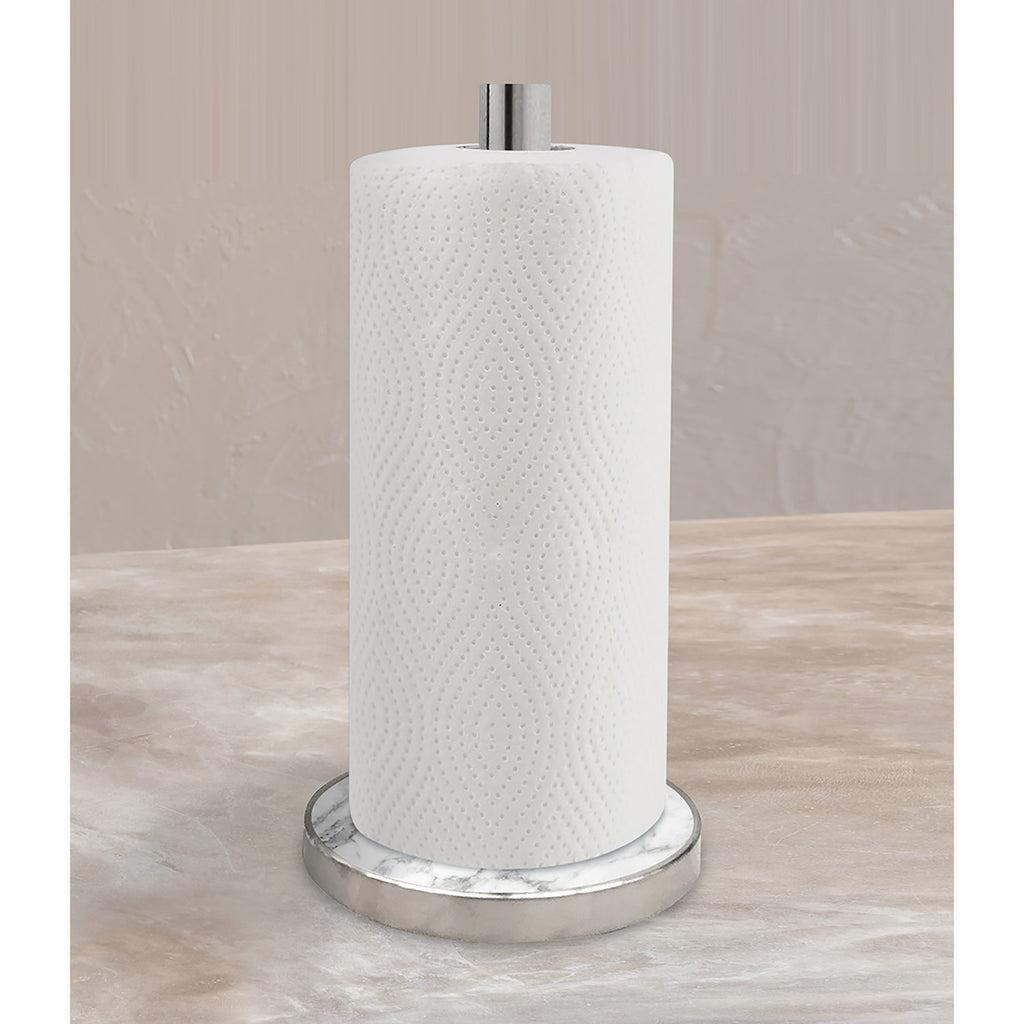 PREMIUS Round Paper Towel Holder With White Glass Marble Design Base ...