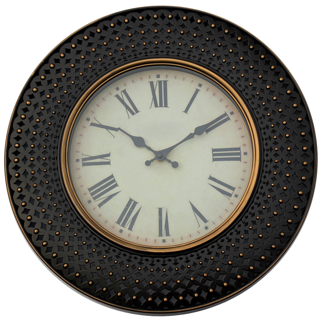 Premius Large Decorative Beaded Wall Clock, Dark Brown, 16 Inches ...