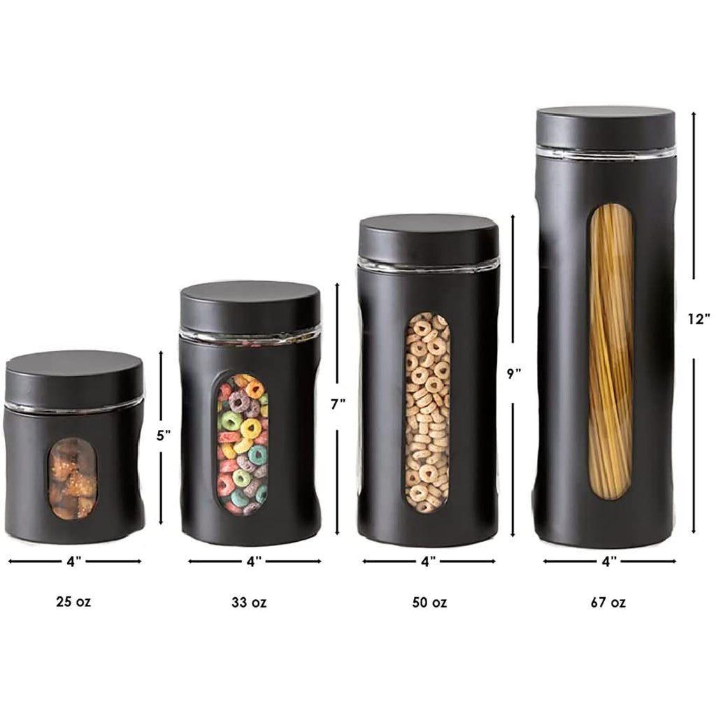 Home Basics 4 Piece Essence Collection Stainless Steel Canister Set, B ...