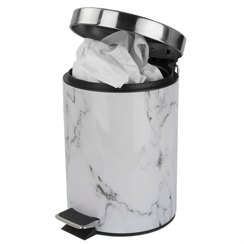 Home Basics Faux Marble Waste Bin, White-Gray, 3 Liters – ShopBobbys