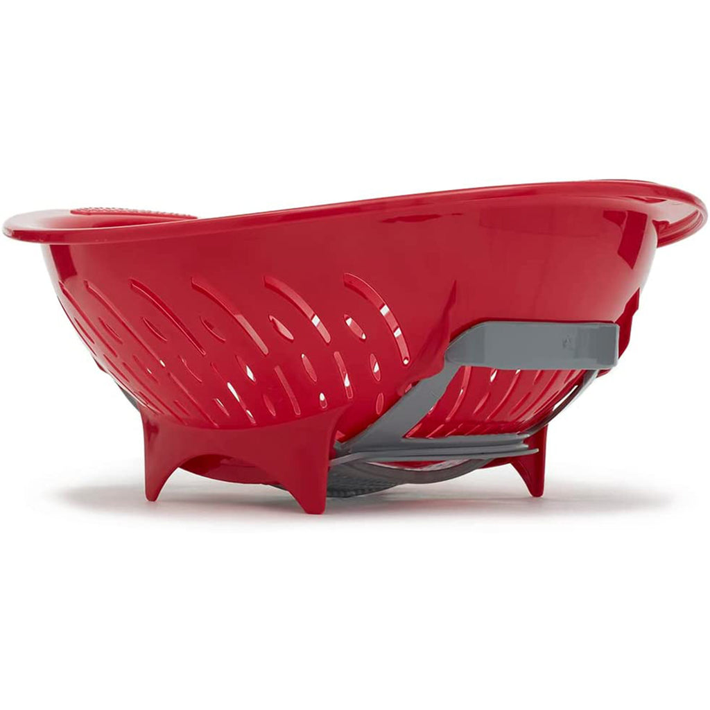 Home Basics Colander Bowl With Slide Open Bottom, Red – ShopBobbys